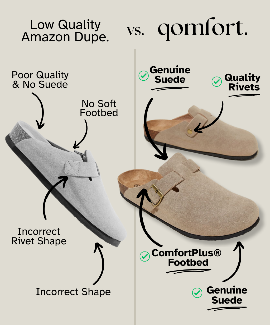 Genuine Suede Clogs by Qomfort Co.